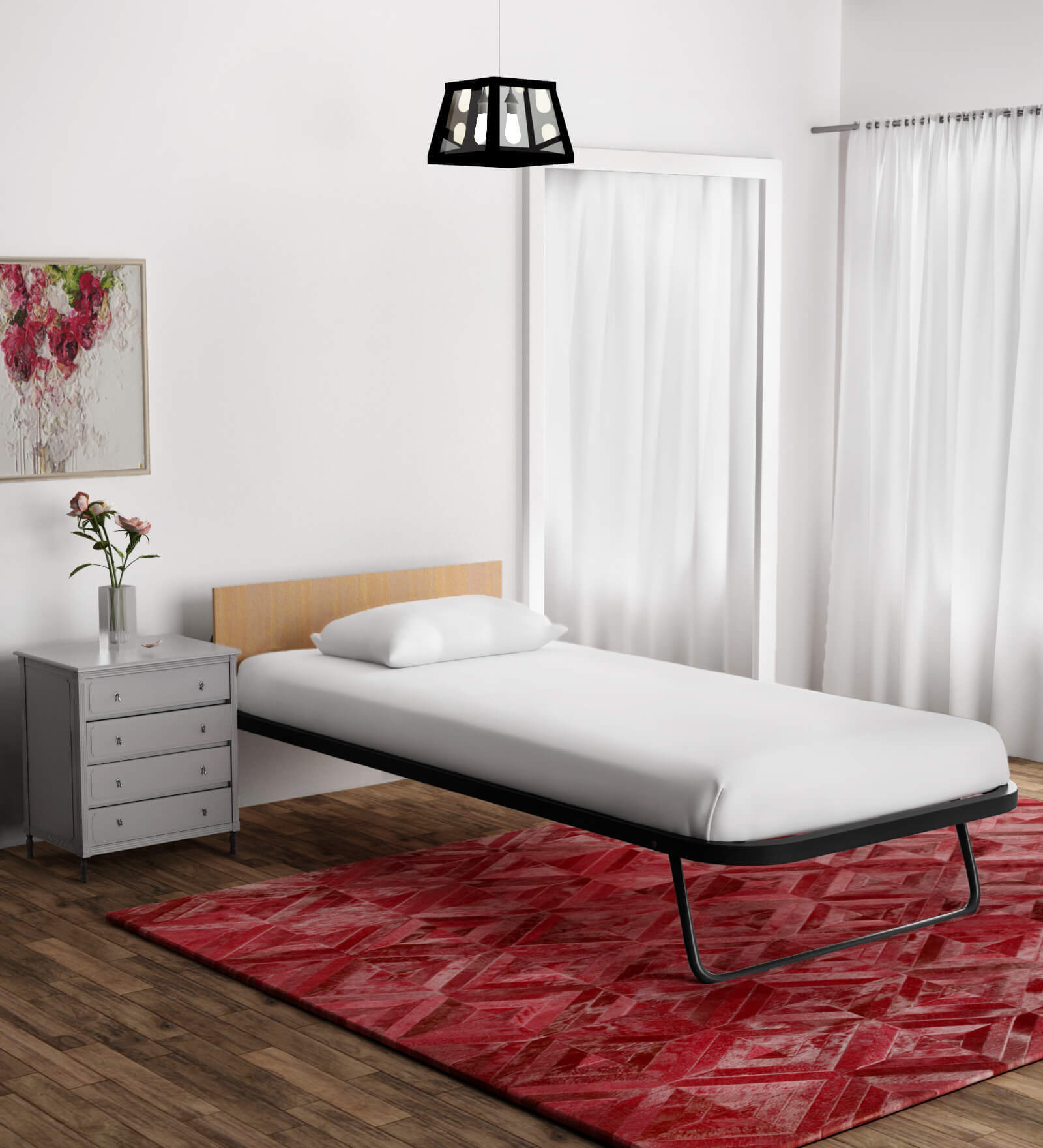Buy Rolley Space Saver Vertical Single Bed (with Wheels) with 5 inch ...