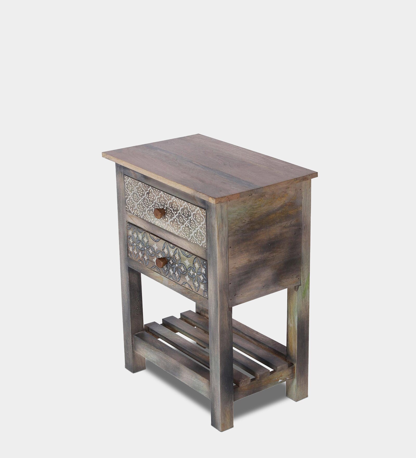 Buy Romane End Table In Vintage Grey Finish by Fabuliv | Pepperfry