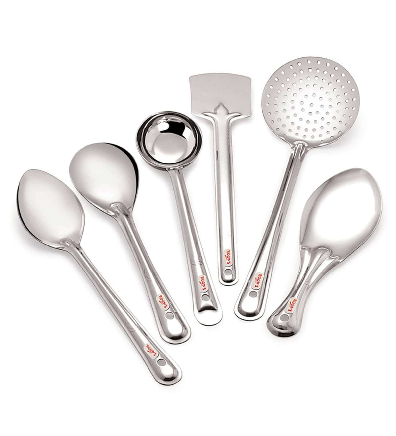 Buy Stainless Steel Medium Serving Spoon Set of 6 By Roops Online ...