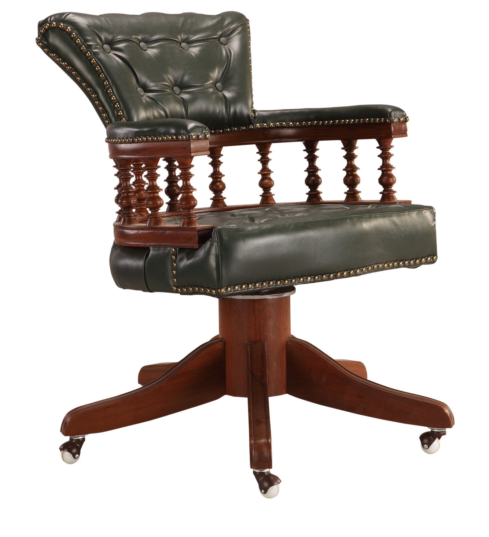 Buy Rotating Chair - Teak and Leather by Tube Style Online - Executive ...