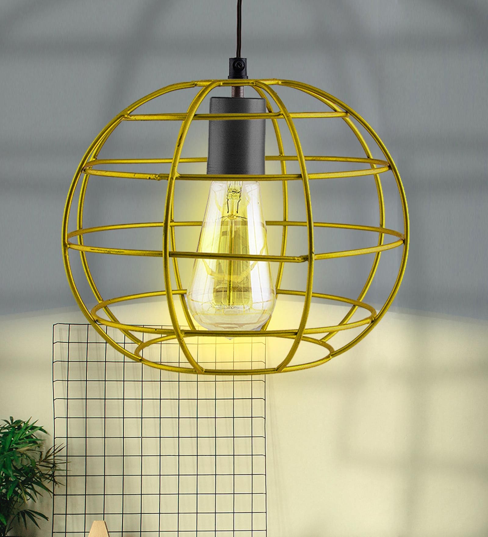 Buy Round Gold Iron Single Hanging Light by Aymh at 23% OFF by AYMH ...