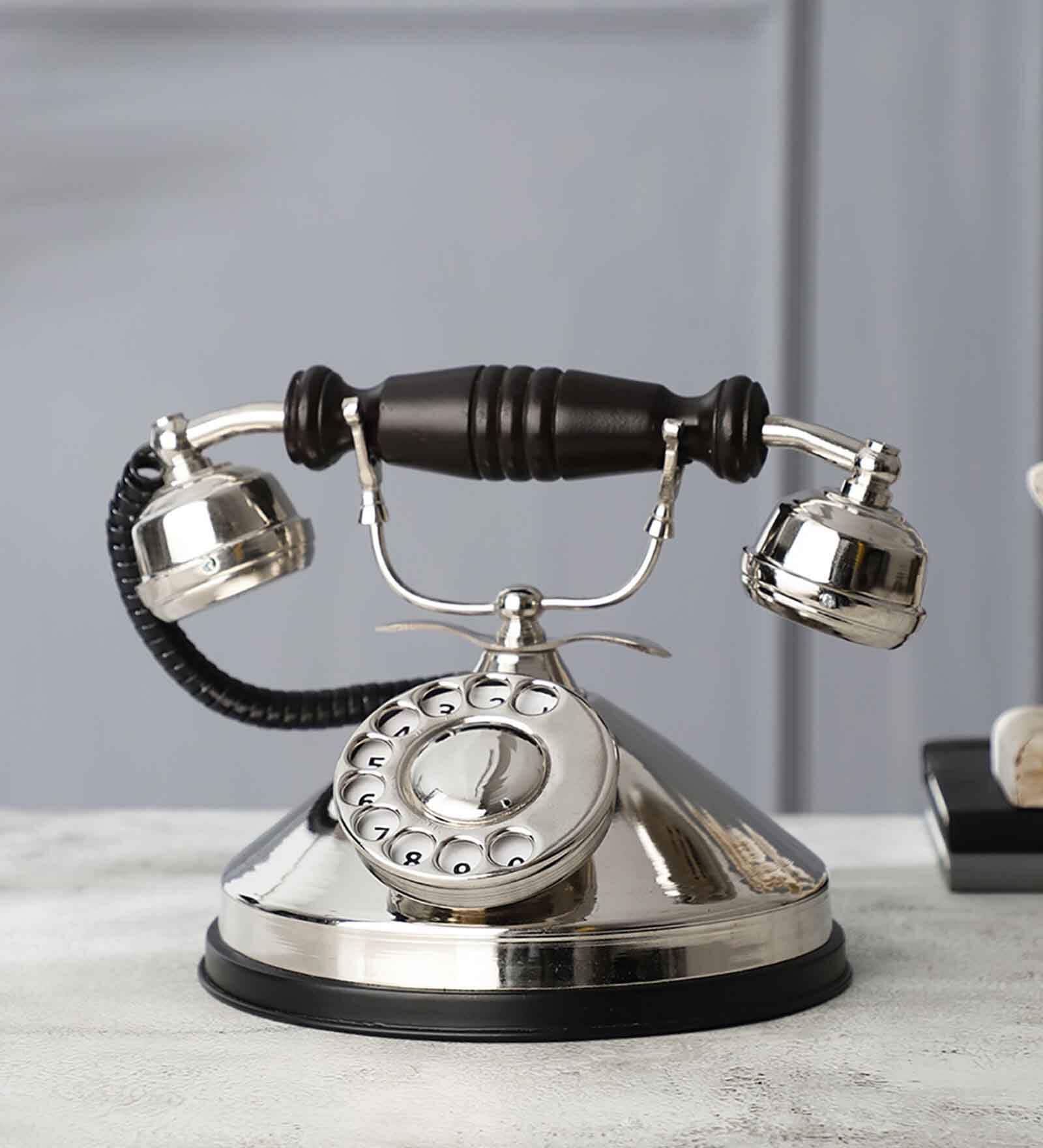 Buy Round Nickel Polished Vintage Style Dummy Telephone Showpiece at 17 ...