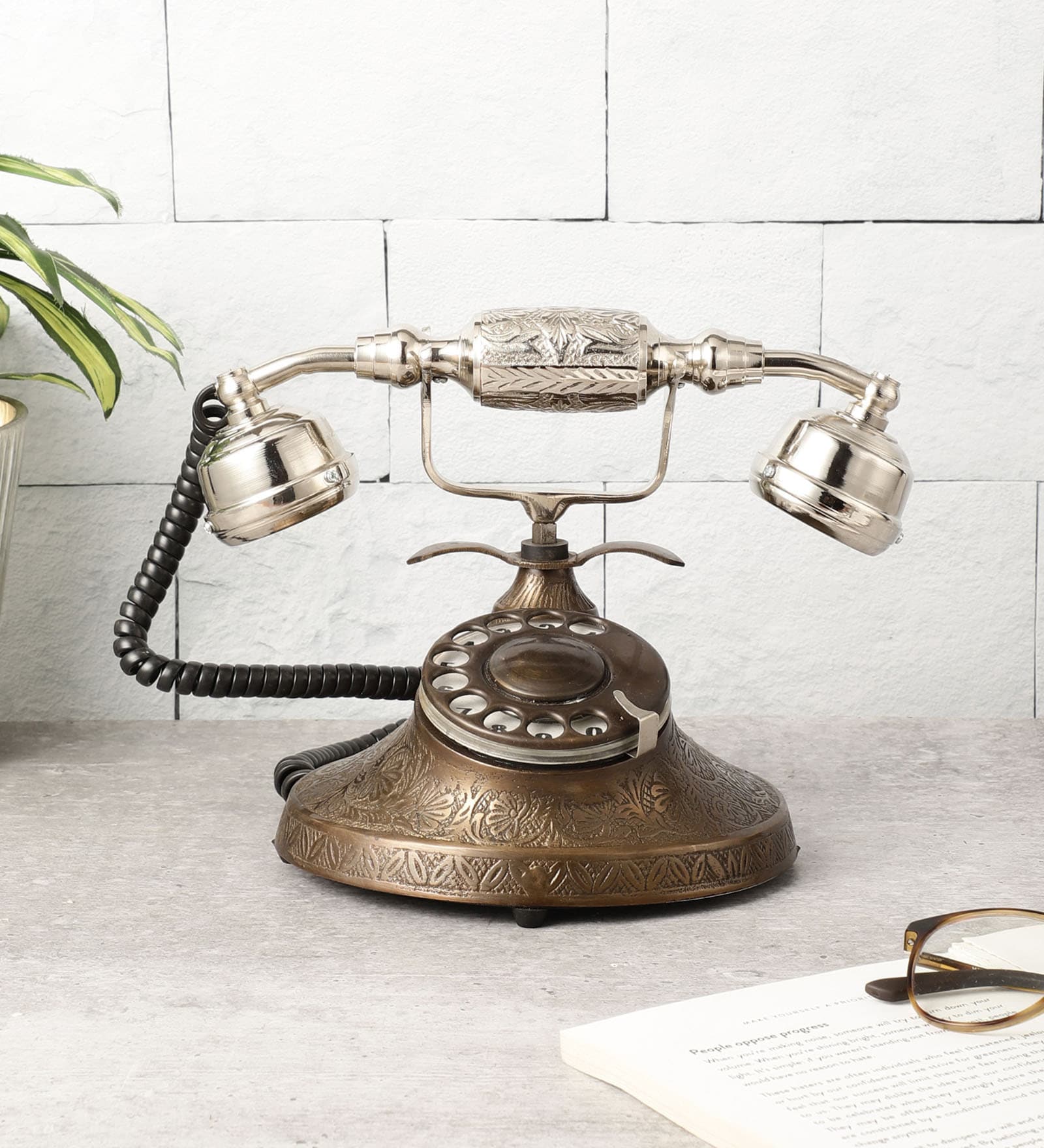 Buy Vintage Working Telephone In Golden-Brass Showpiece at 30% OFF by ...