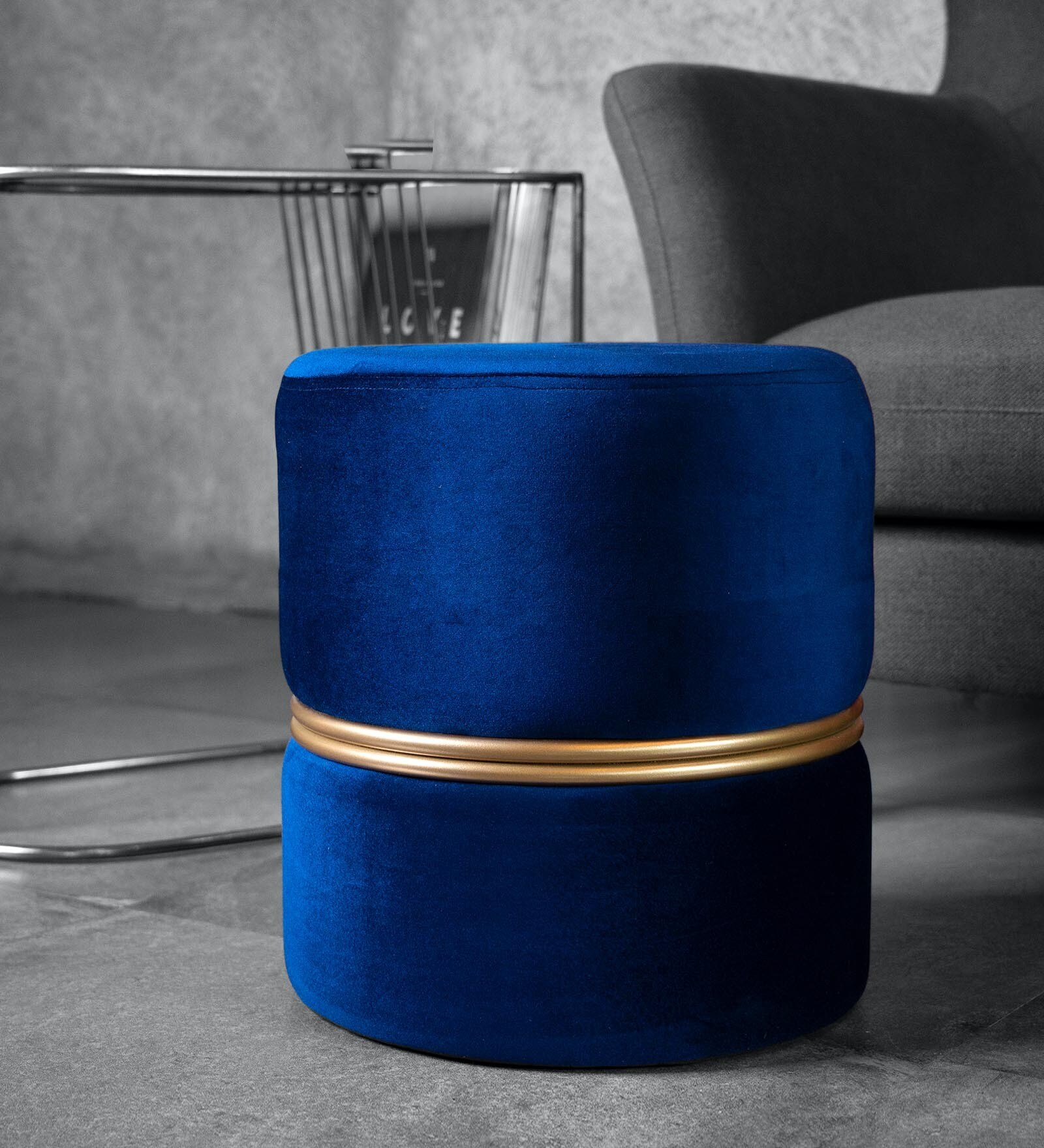 Buy Royal Comfort Pouffe In Royal Blue Colour at 100% OFF by Curiocasa ...