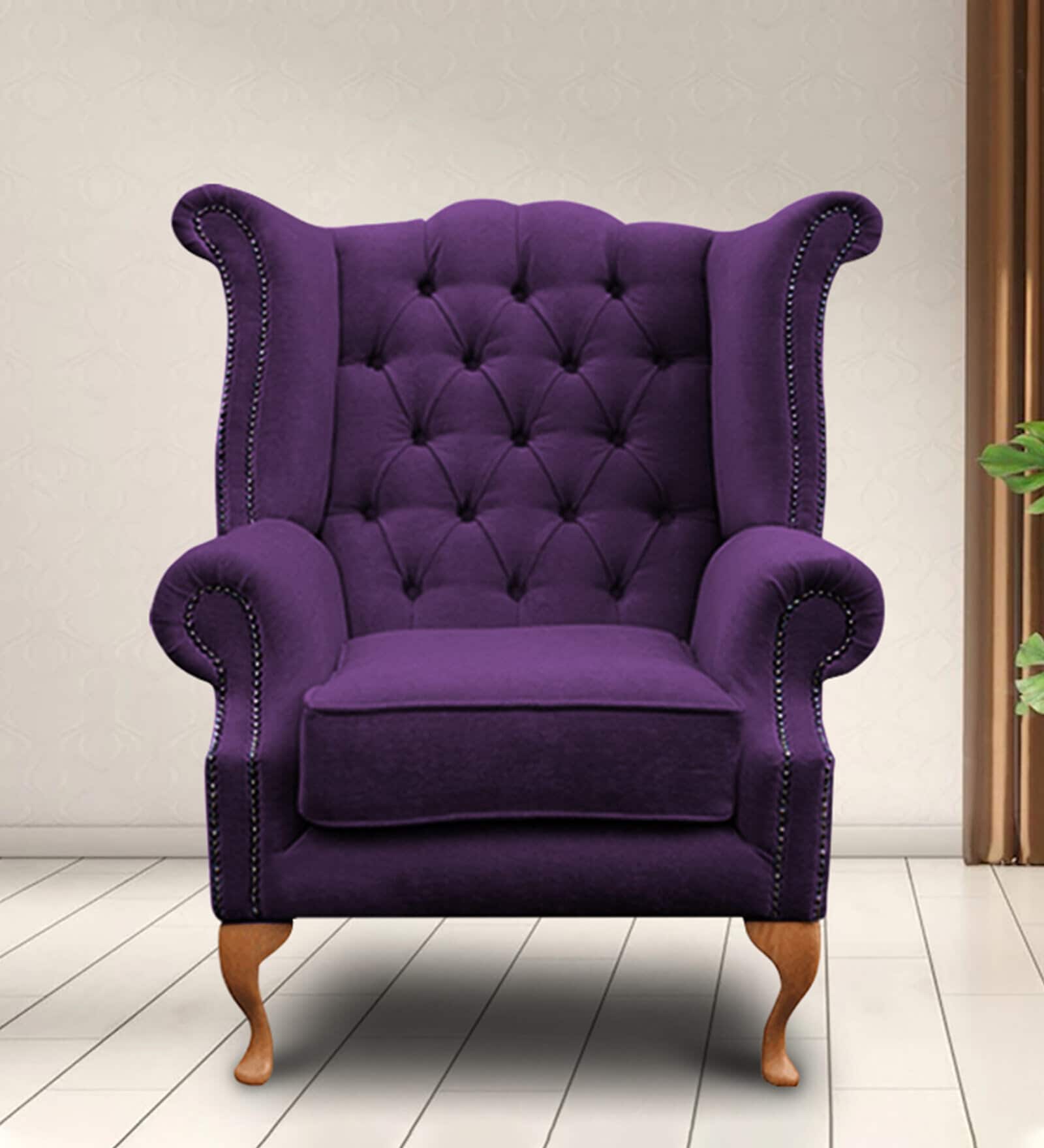 Buy Royal Fabric Wing Chair in Purple Colour at 32% OFF by Casacraft ...