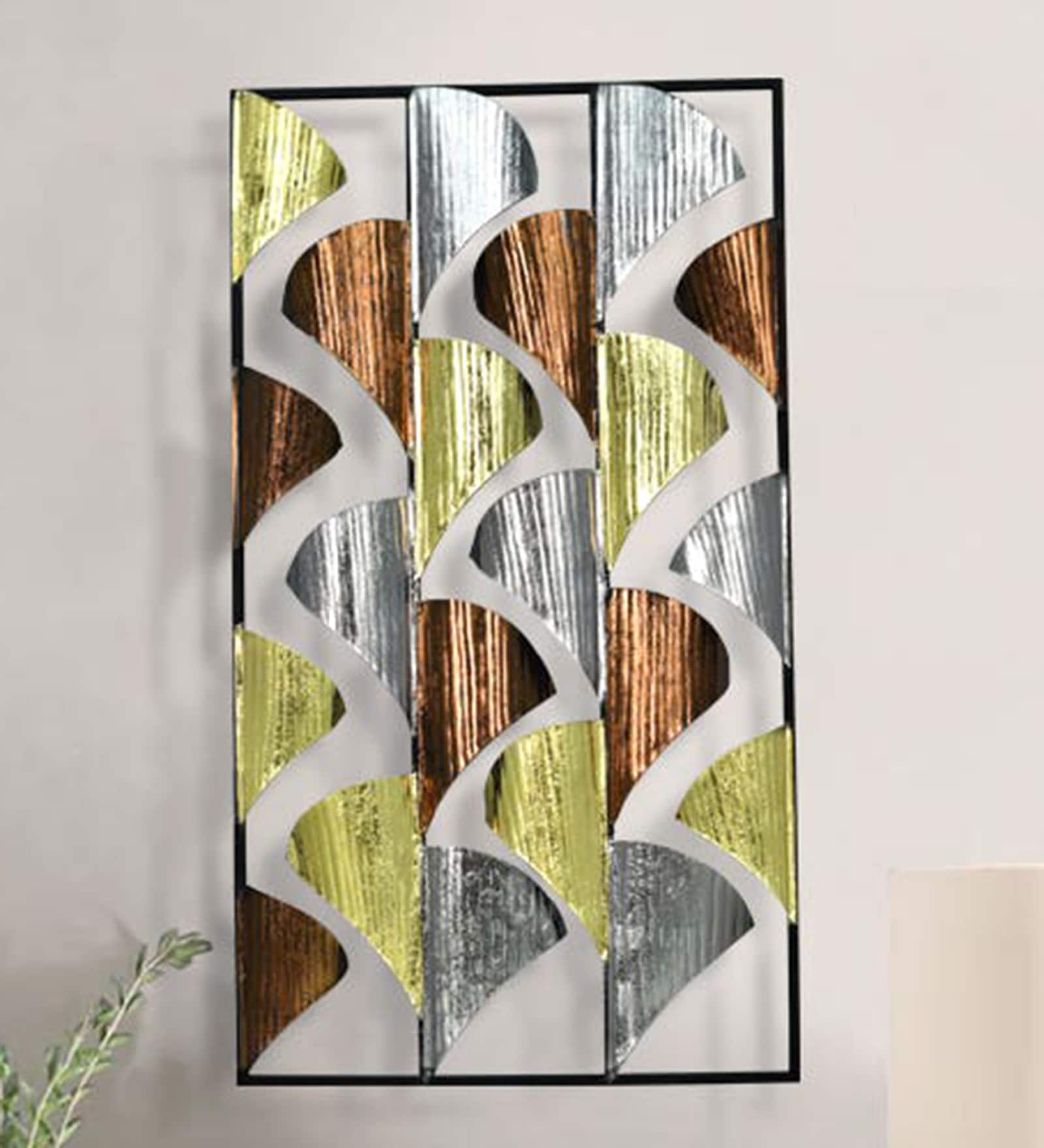 Buy Abstract Rectangular Wall Art Iron Multicolor Wall Mounted at 55% ...