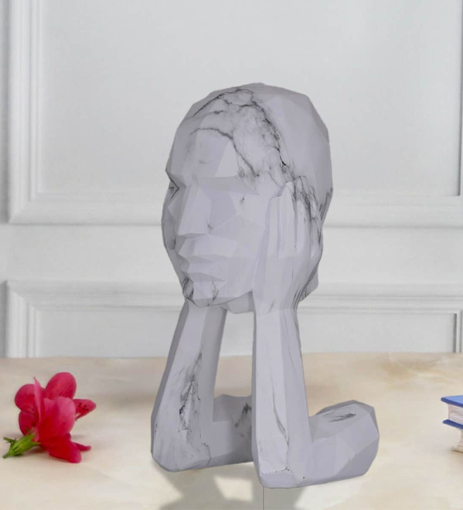 Buy Listen No Evil Geometric Human Face Figurine Polyresin Felt Base at ...