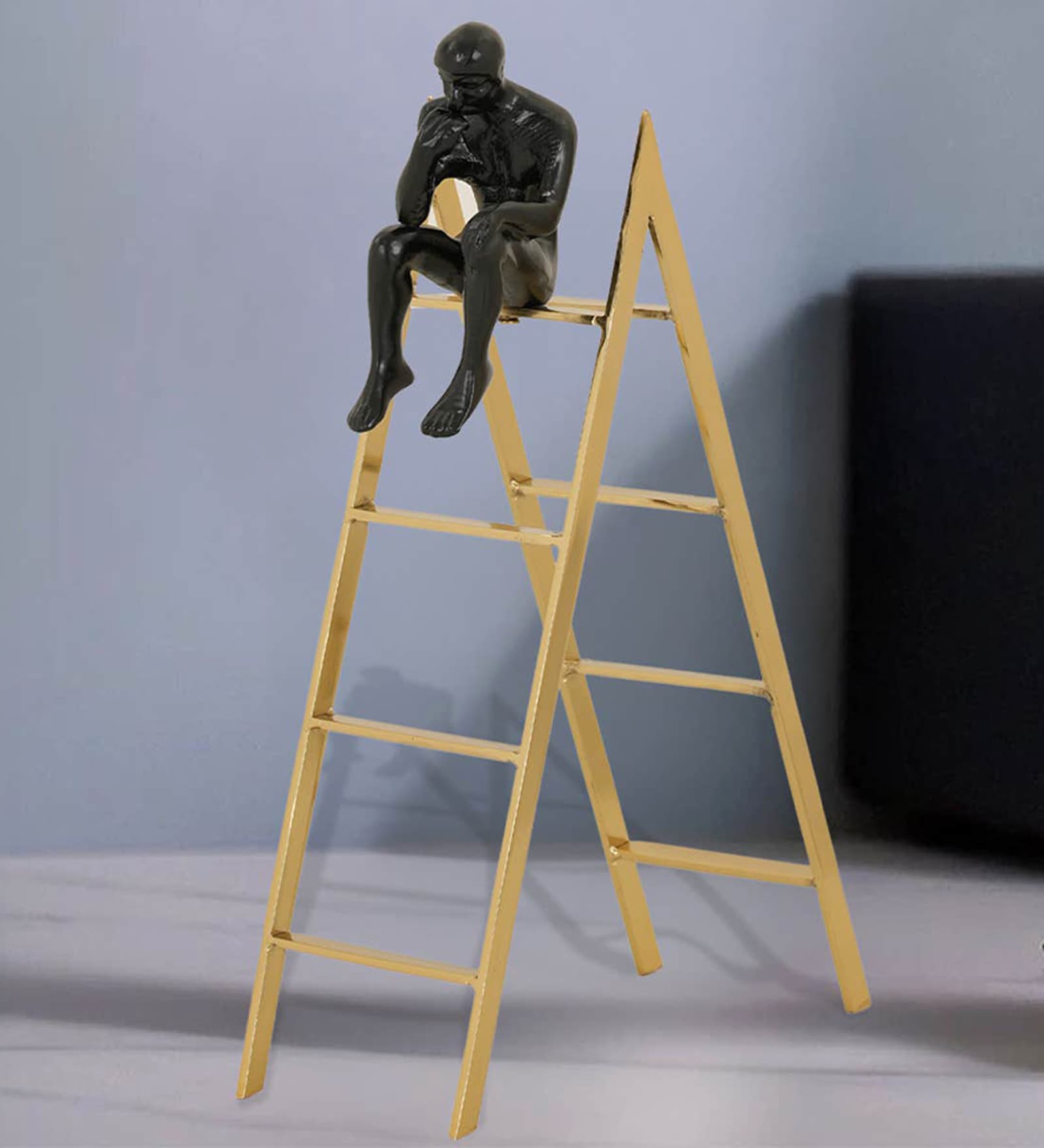 Buy Man On Ladder Sculpture Steel and Aluminium Gold Plated Metal at 55 ...