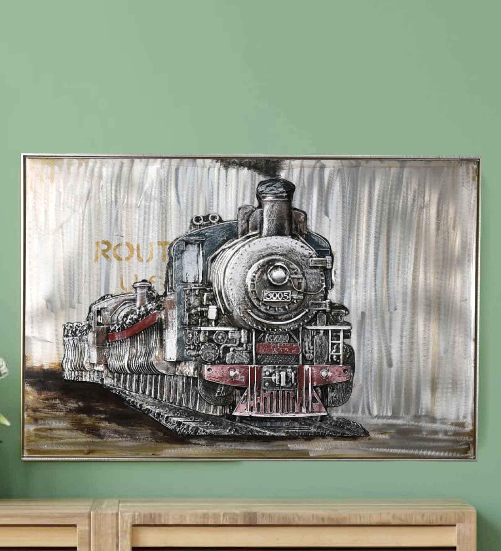 Buy Retro Train Wall Frame Canvas Multicolor Wall Mounted at 67% OFF by ...