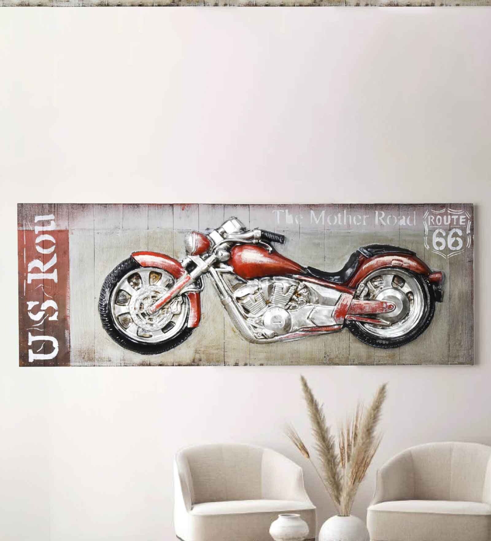 Buy Vintage Motorcycle Wall Frame Wood Multicolor Wall Mounted at 67% ...