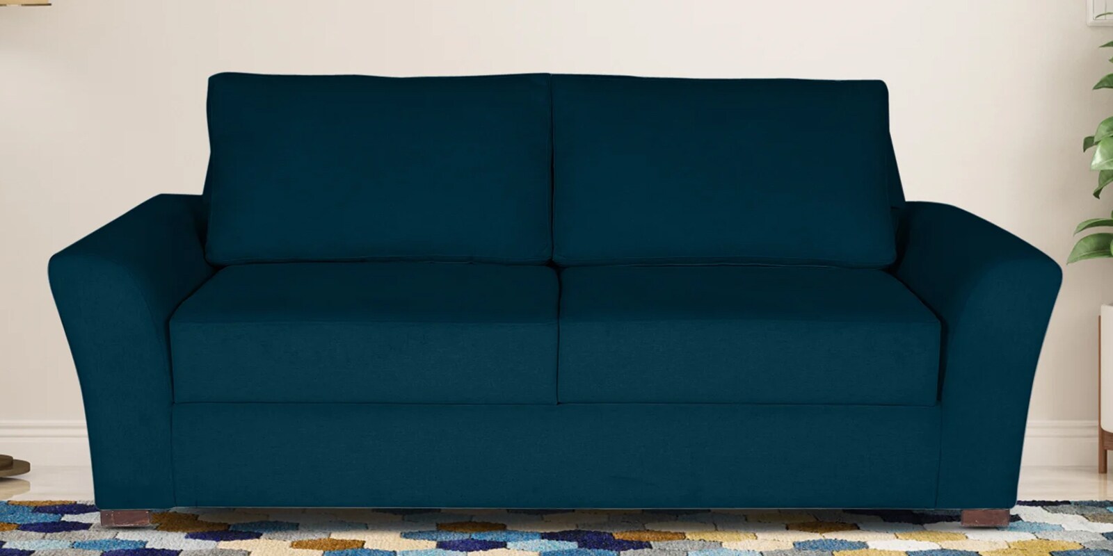 Buy Romanov 3 Seater Fabric Sofa In Crowberry Blue Color at 18% OFF by ...