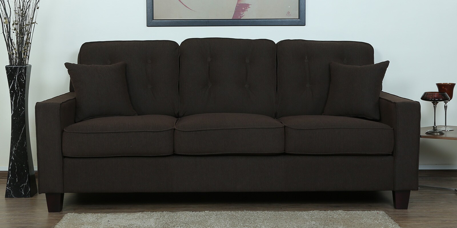 Buy Rosario 3 Seater Sofa in Chestnut Brown Colour - CasaCraft at 2% ...