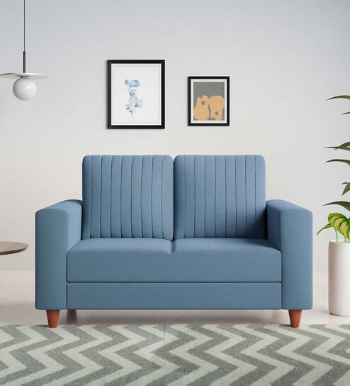 Buy Roman Fabric 2 Seater Sofa in Dusky Blue Colour at 49% OFF by ...