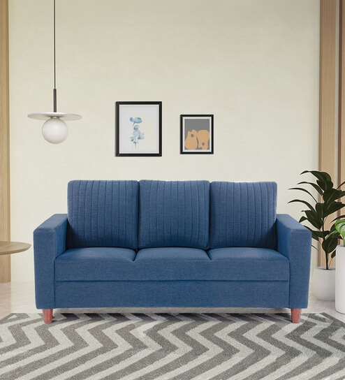 Buy Roman Fabric 3 Seater Sofa in Dusky Blue Colour at 29% OFF by ...