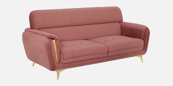 Buy Royal Fabric 3 Seater Sofa in Pink Colour Online - Contemporary ...
