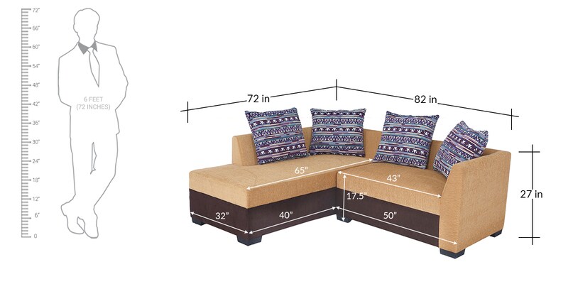 Buy Robson RHS Sectional Sofa In Beige Brown Colour By Muebles Casa ...
