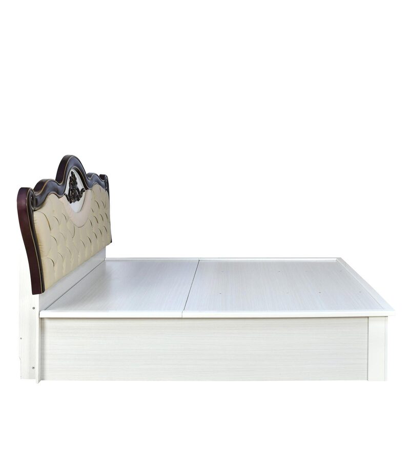 Buy Rolex King Size Bed in White Finish with Hydraulic Storage by ...