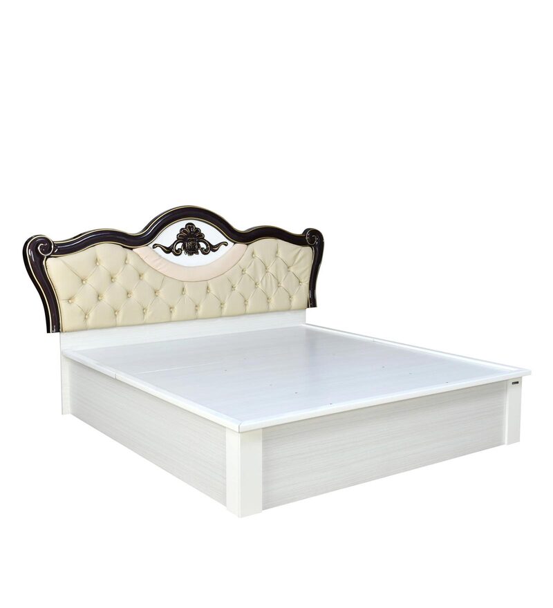 Buy Rolex King Size Bed in White Finish with Hydraulic Storage by ...