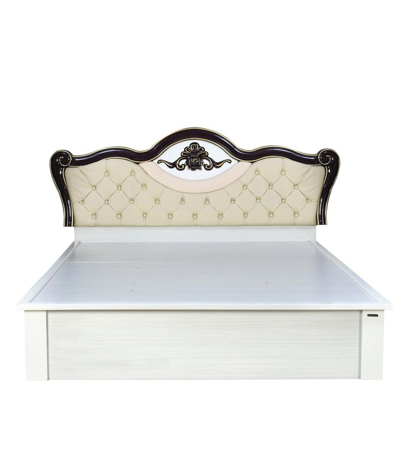 Buy Rolex King Size Bed in White Finish with Hydraulic Storage by ...