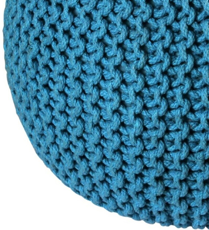 Buy Romania Knitted Pouffe in Aqua Colour by Riance Creations Online ...