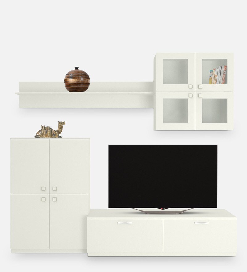 Buy Romano Set of TV Unit with Shelf & Display Unit in Ivory Finish by ...