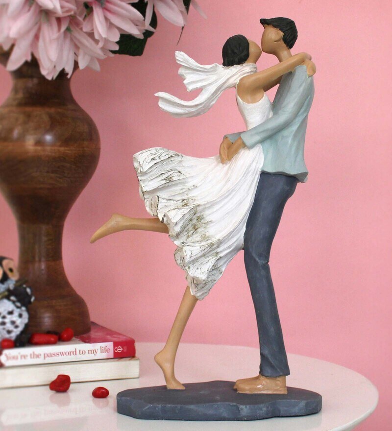 Buy Romantic Love Couple White & Brown Polyresin Figurine by Tied ...