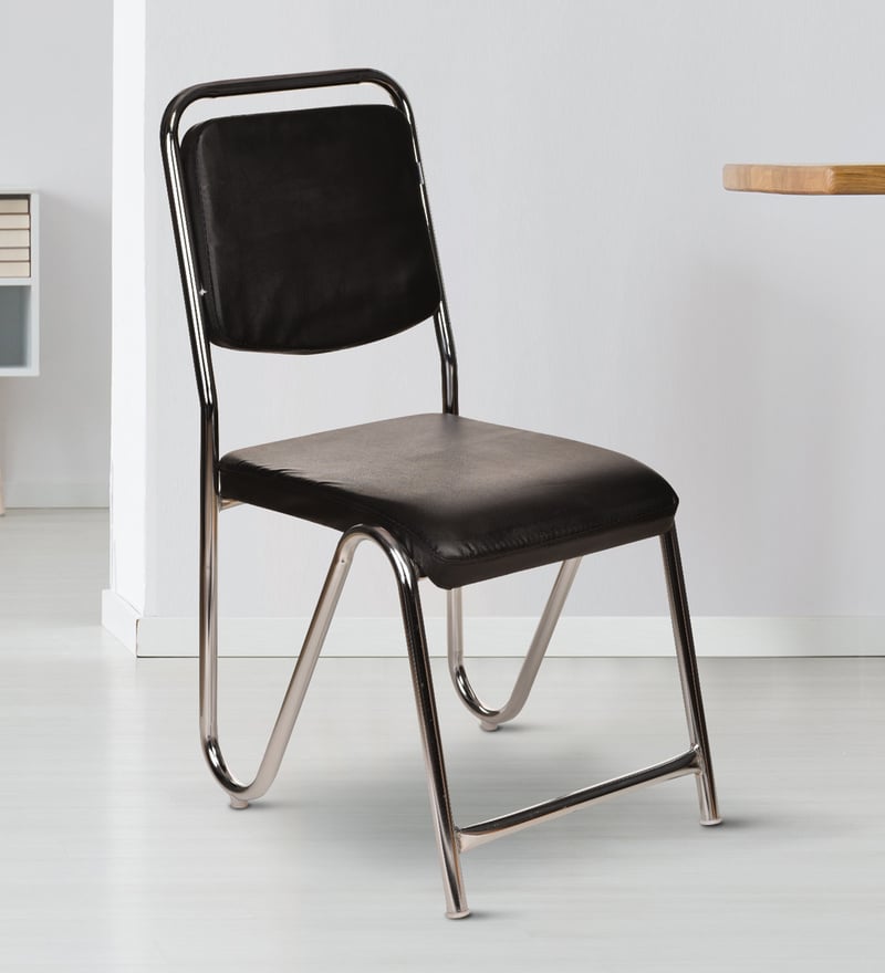 Buy Ronald Leatherette Guest Chair in Black Colour by Tealkart Online ...