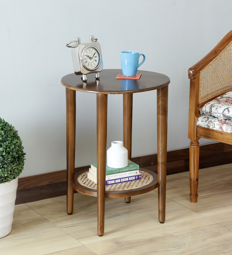 Buy Roni Teak Wood End Table In Natural Finish By Mudramark Online ...
