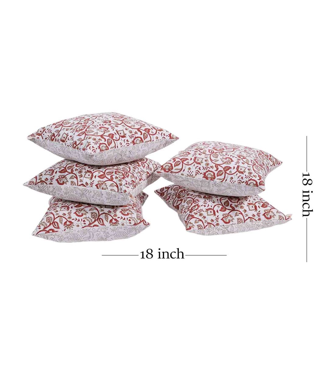 Buy Rust Block Print Cushion Cover ( Set Of 5 ) By Fanusta Online ...