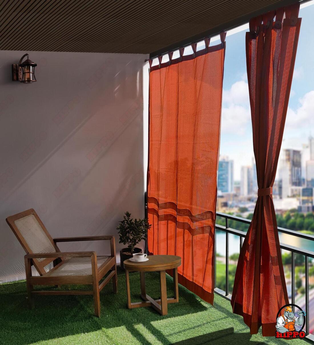 Buy Rust Polypropylene Solid 8ft Semisheer Fabric Loops Door Curtains ...