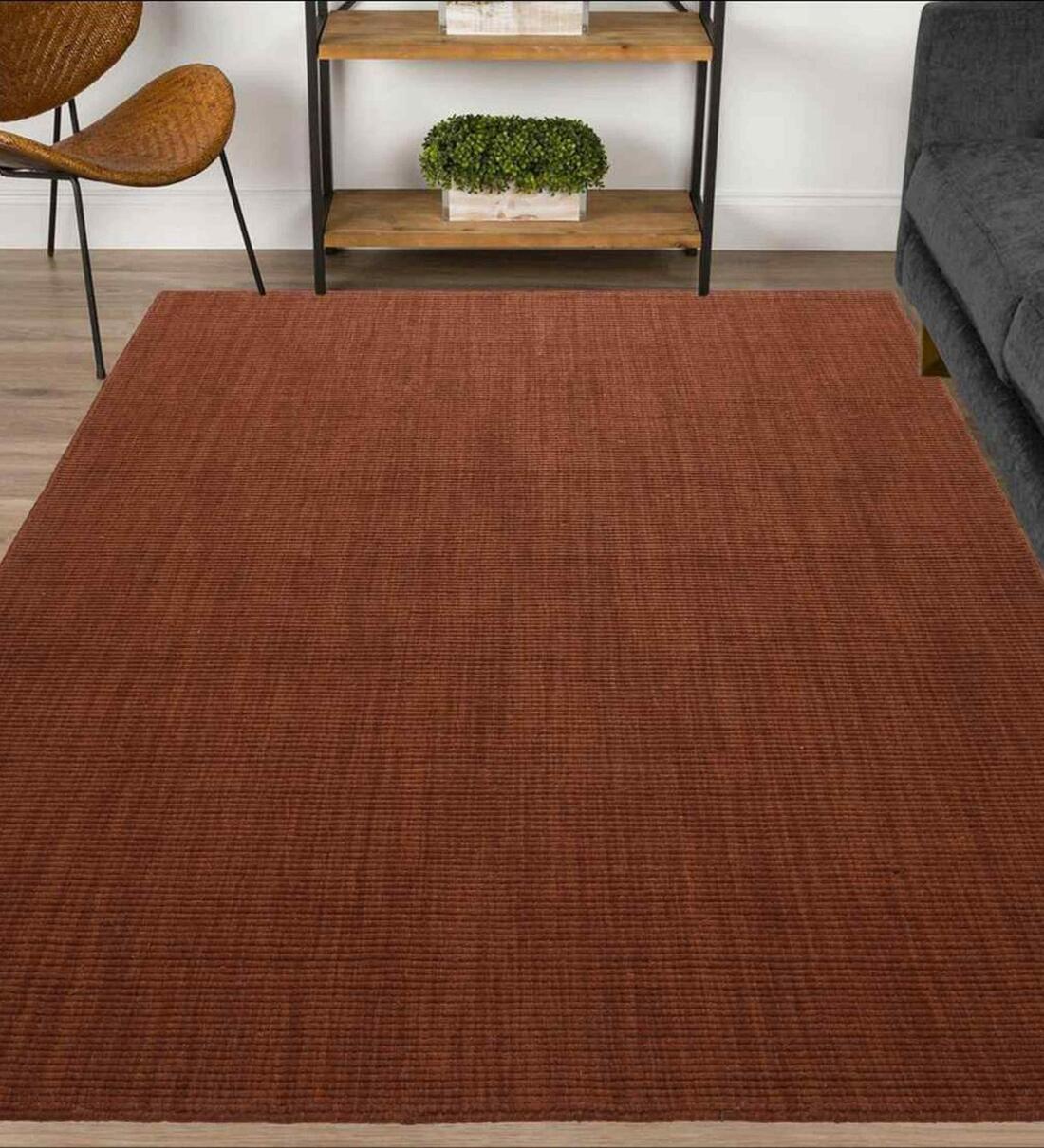 Buy Rust Solid Wool & Jute 9 x 12 Feet Hand Woven Carpet at 17% OFF by ...