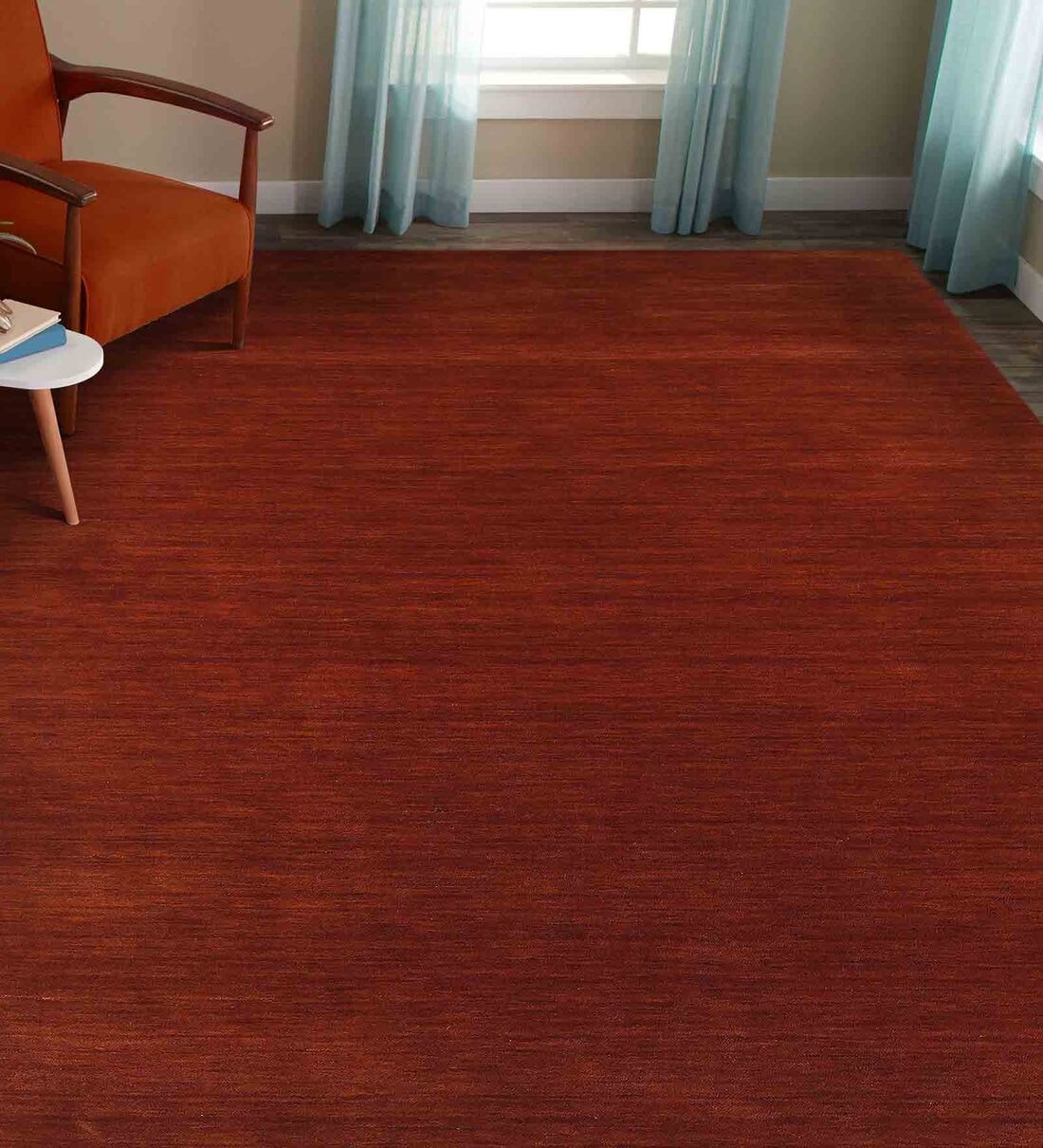 Buy Rust Wool Solid 5x8 Feet Hand-Woven Carpet by Saraswati Global ...