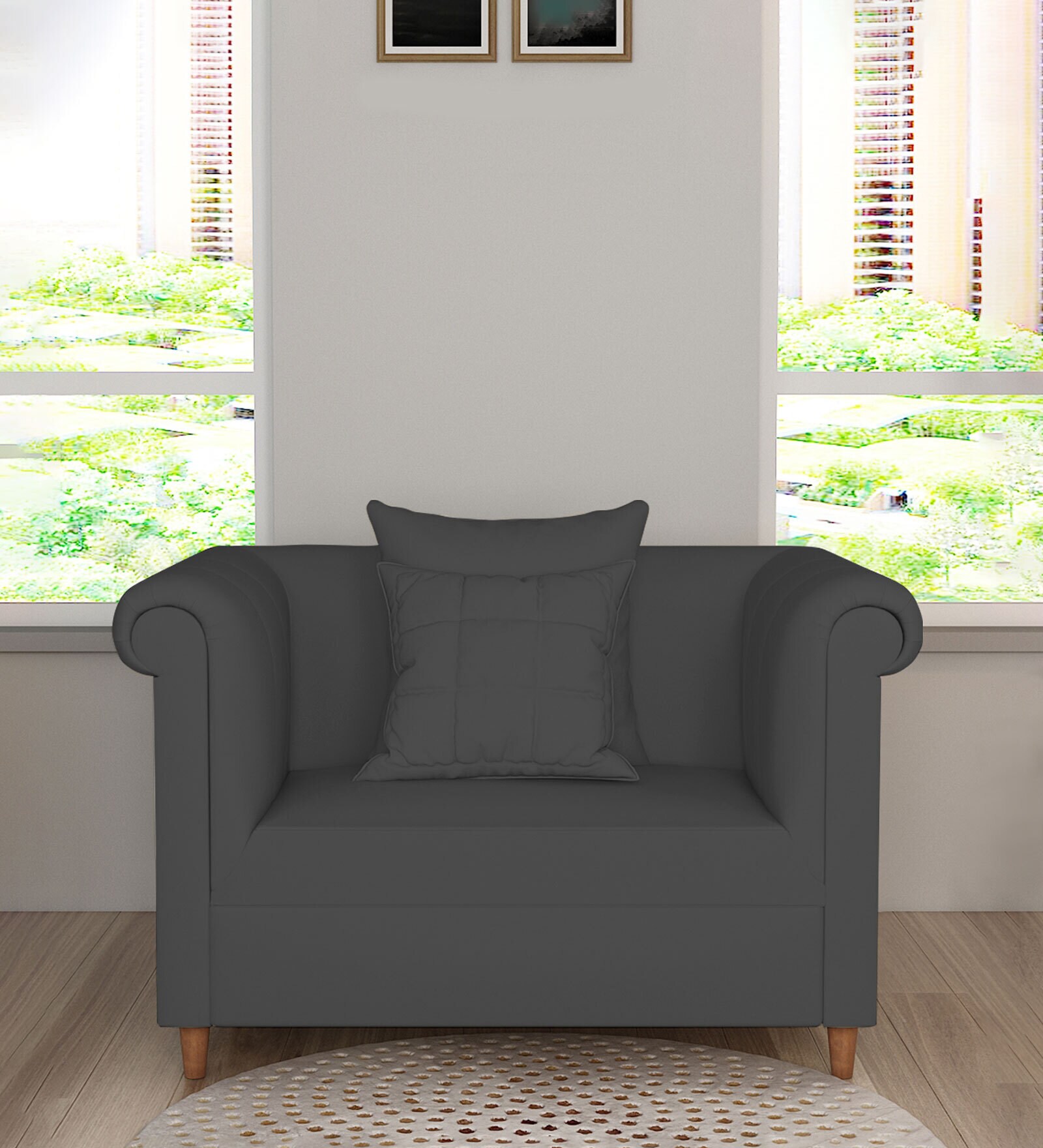 Buy Rubi Velvet 1 Seater Sofa in Davy Grey Colour at 50% OFF by Febonic ...