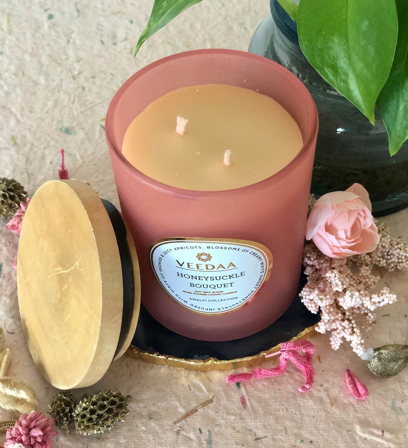 Buy Ruby Peony & Honeysuckle Czech Glass Soy Scented Candle By Veedaa at 27% OFF by Veedaa ...