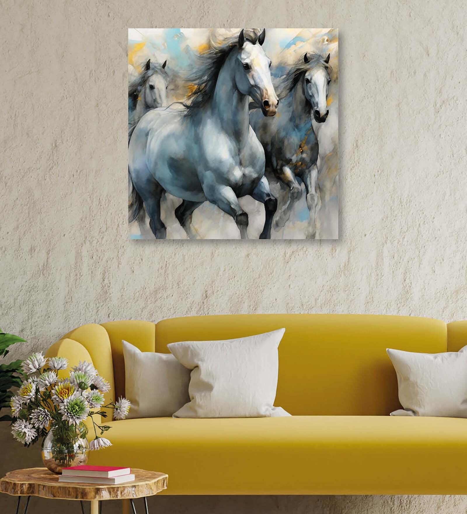 Buy Running Horses Multicolour Pine Wood Art Print at 38% OFF by Olive ...