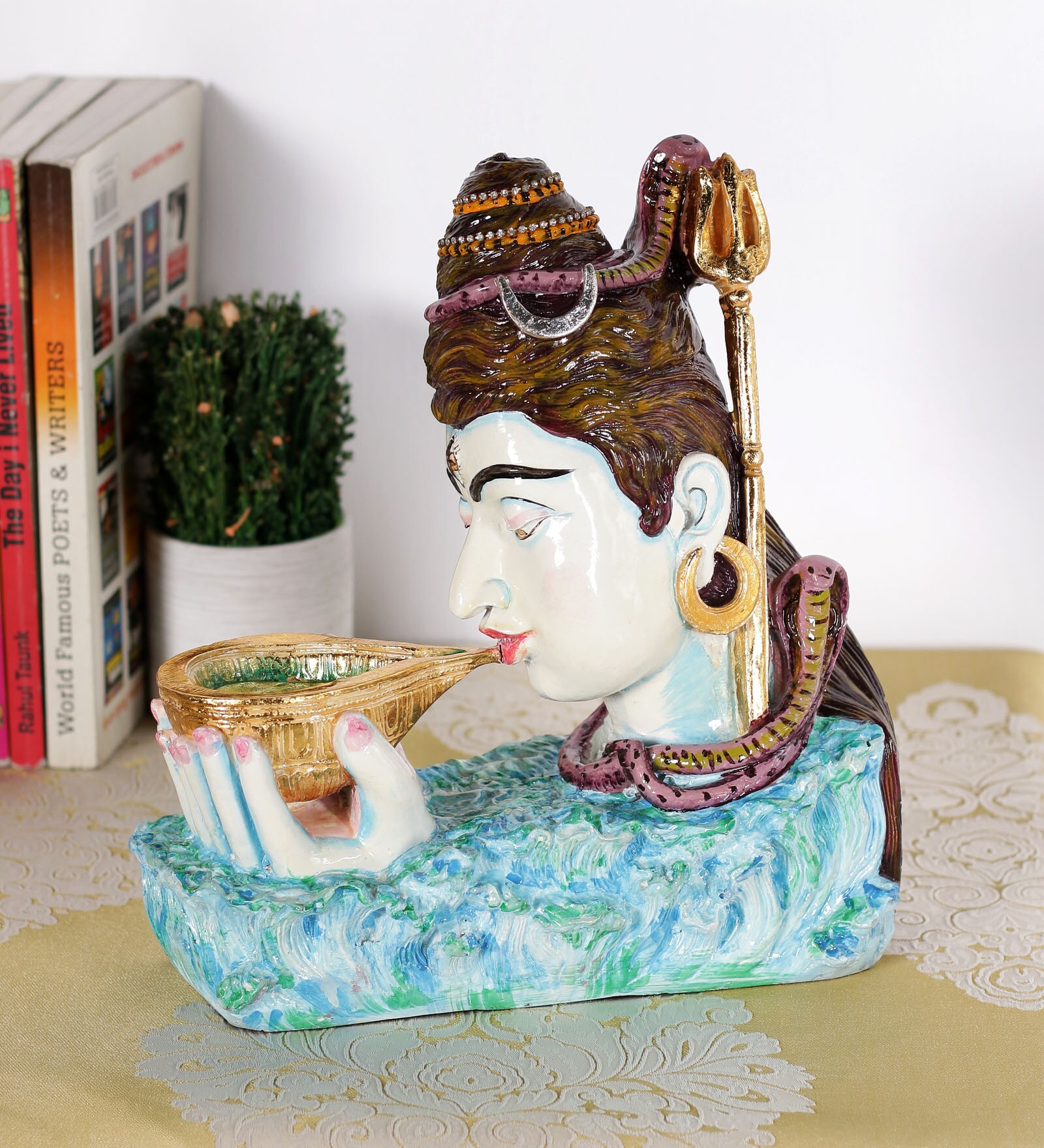 Buy Rural Craft Multicolour Resin Lord Shiva Drinking Elixir Idol Online - Religious Idols ...