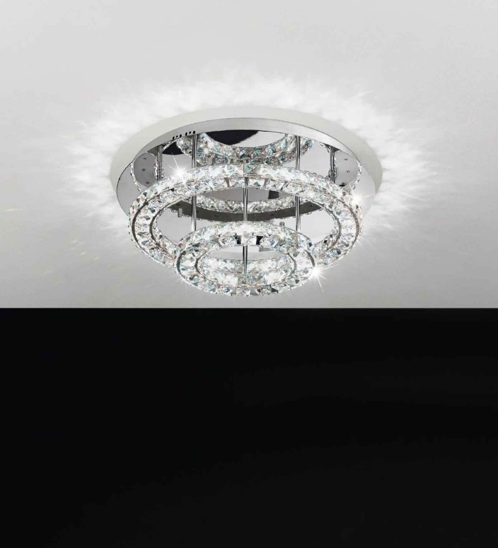 Buy Ruscio Crystal & Metal Ceiling Flush Mount Light(Chrome) by Eglo ...