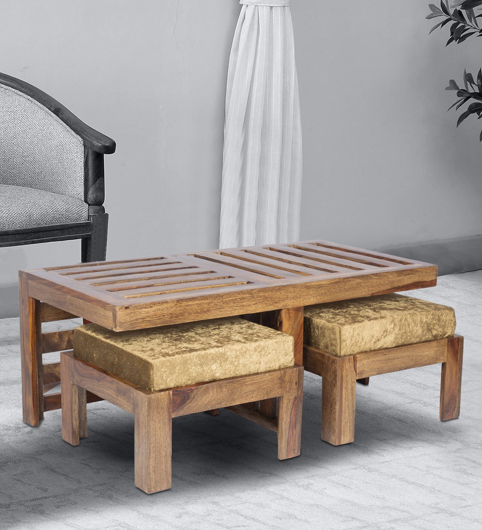 Buy Russell Coffee Table Set in Teak Finish at 29% OFF by Ikiriya ...