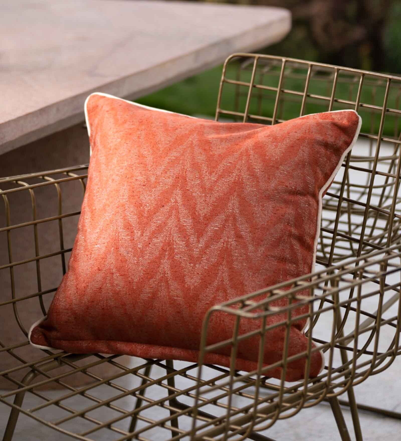 Buy Rust peach Cotton Ethnic motif 18 X 18 Cushion Cover by Eris Home ...