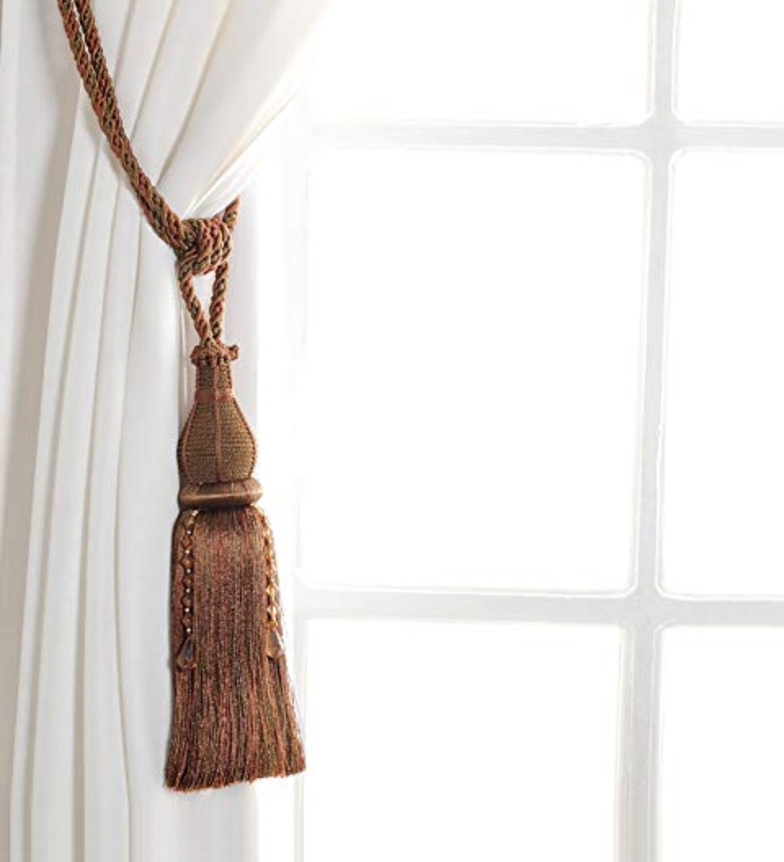 Buy Rust Brown Mix Dope Dyed Yarn Set of 4 Tie Backs by Decowindow at ...