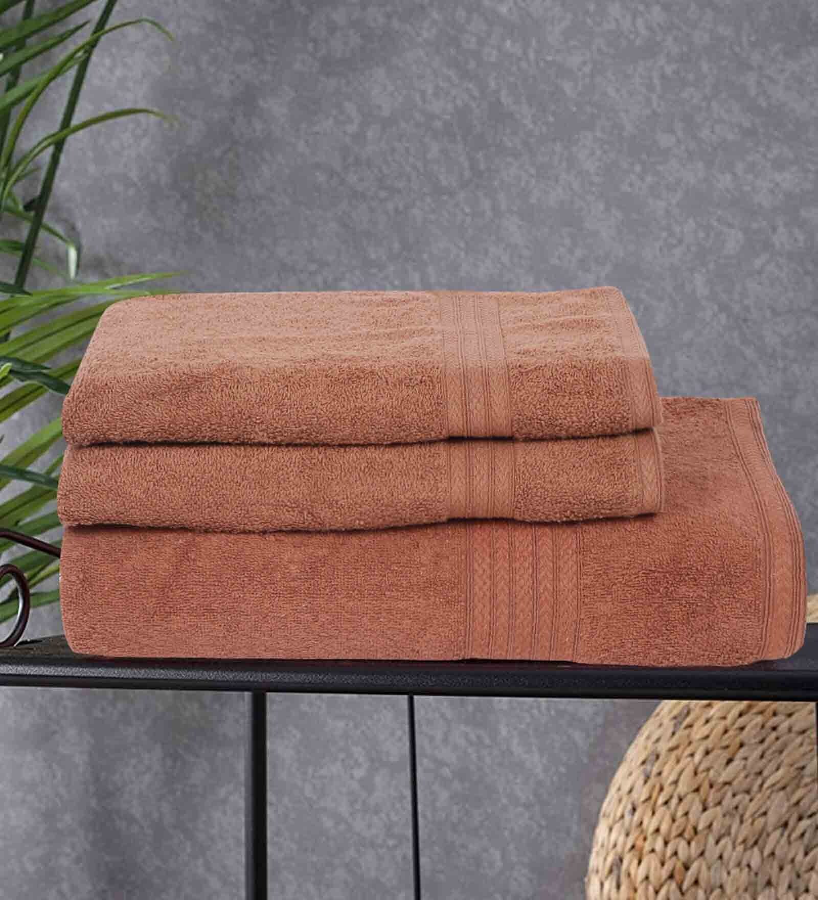Buy Rust Solid 450 GSM Cotton Towel Sets (Set of 3) by Naksh at 46% OFF ...