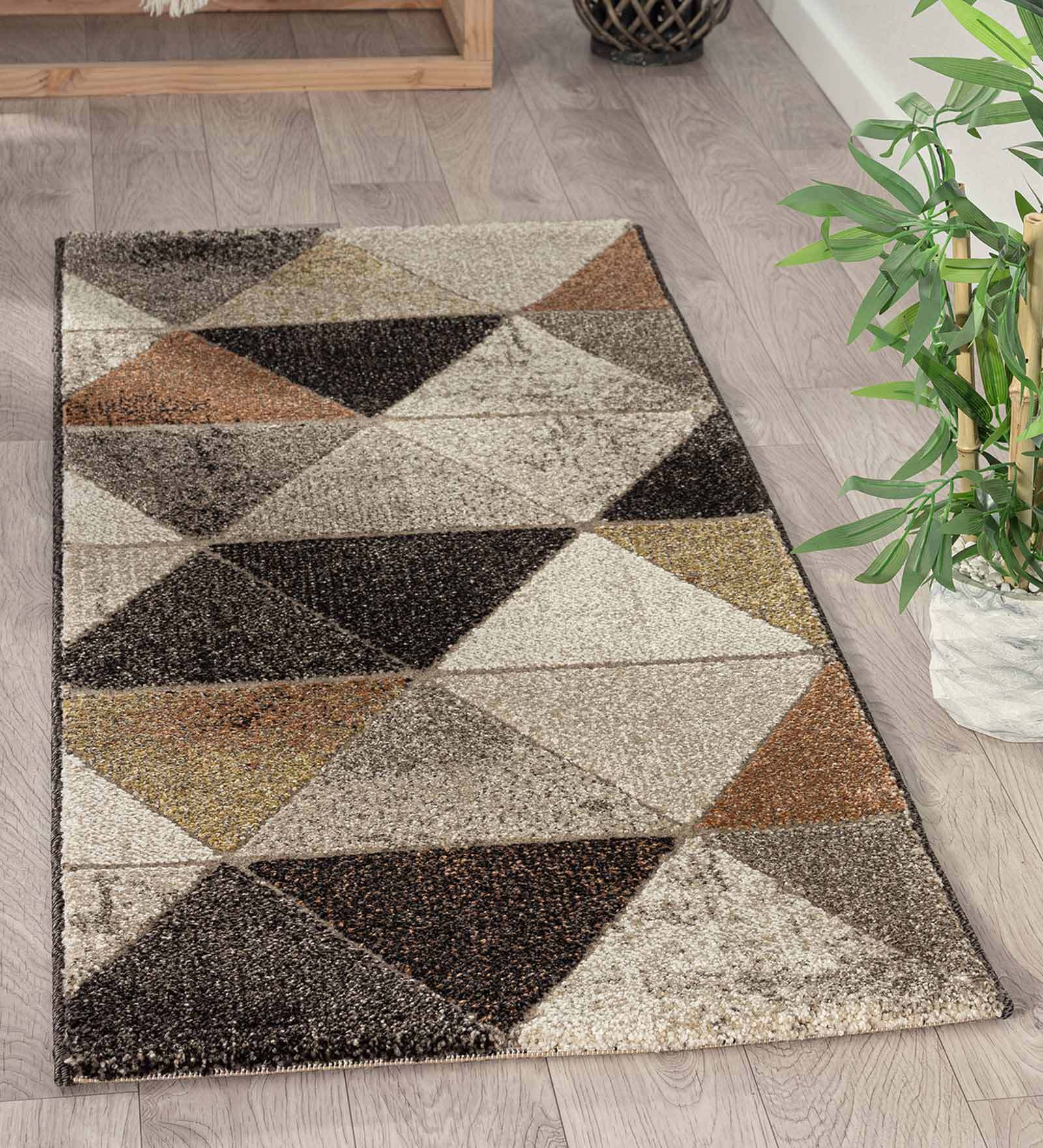 Buy Rust Polypropylene 59 x 23 Inches Machine Made Floor Runner by ...