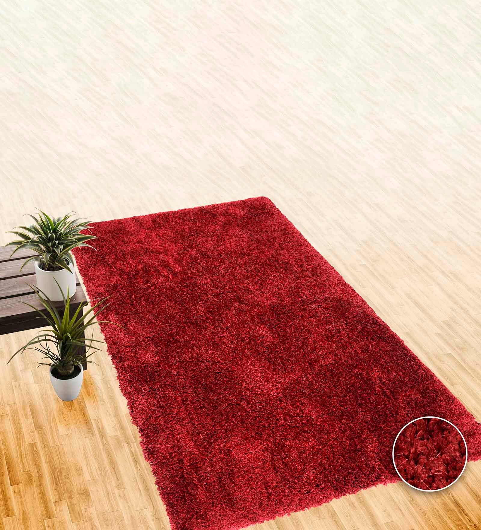 Buy Rust Shaggy Polyester 3ft X 5ft Hand tufted Carpet at 15% OFF by ...