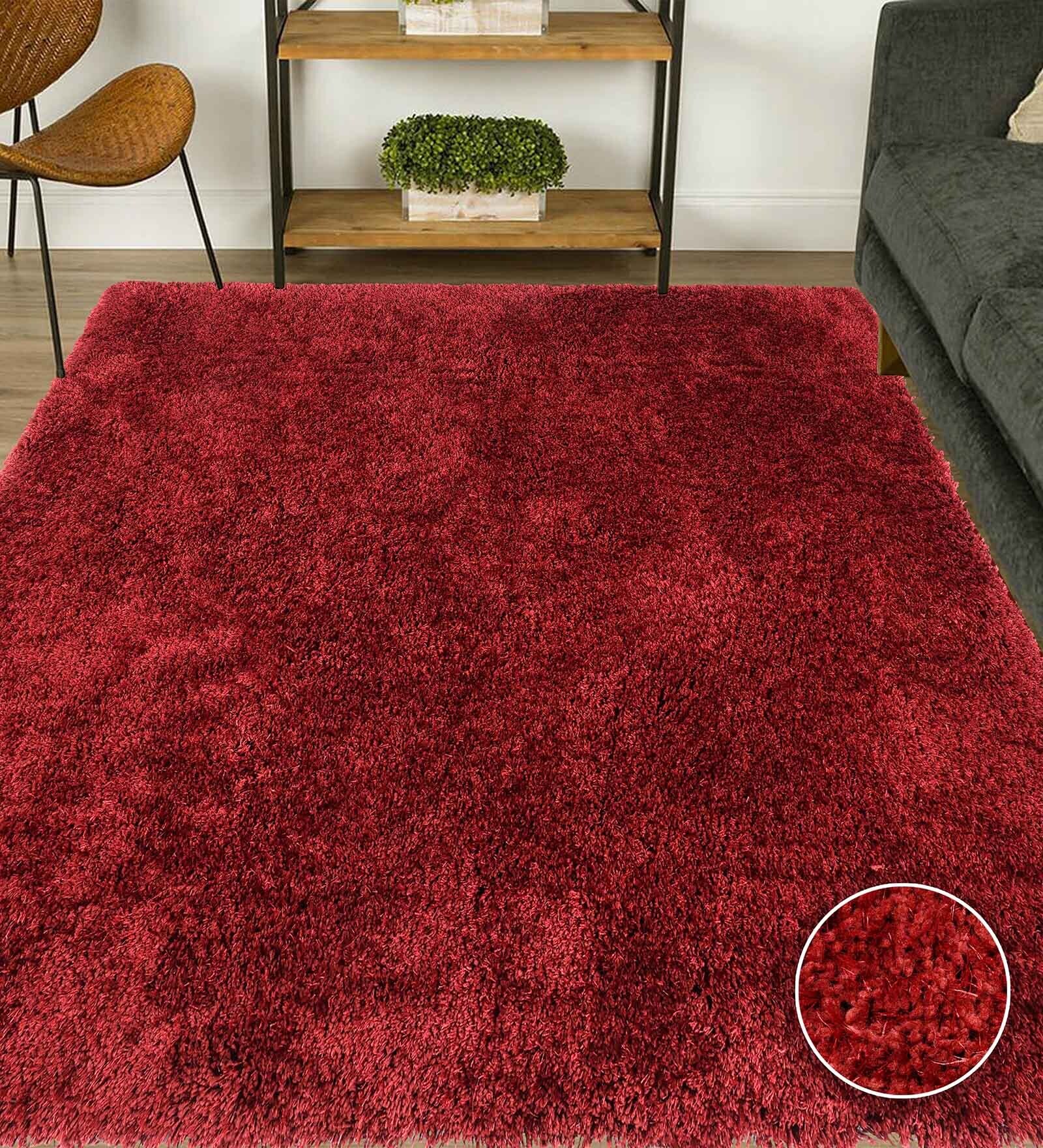 Buy Rust Shaggy Polyester 4ft X 6ft Hand tufted Carpet at 15% OFF by ...