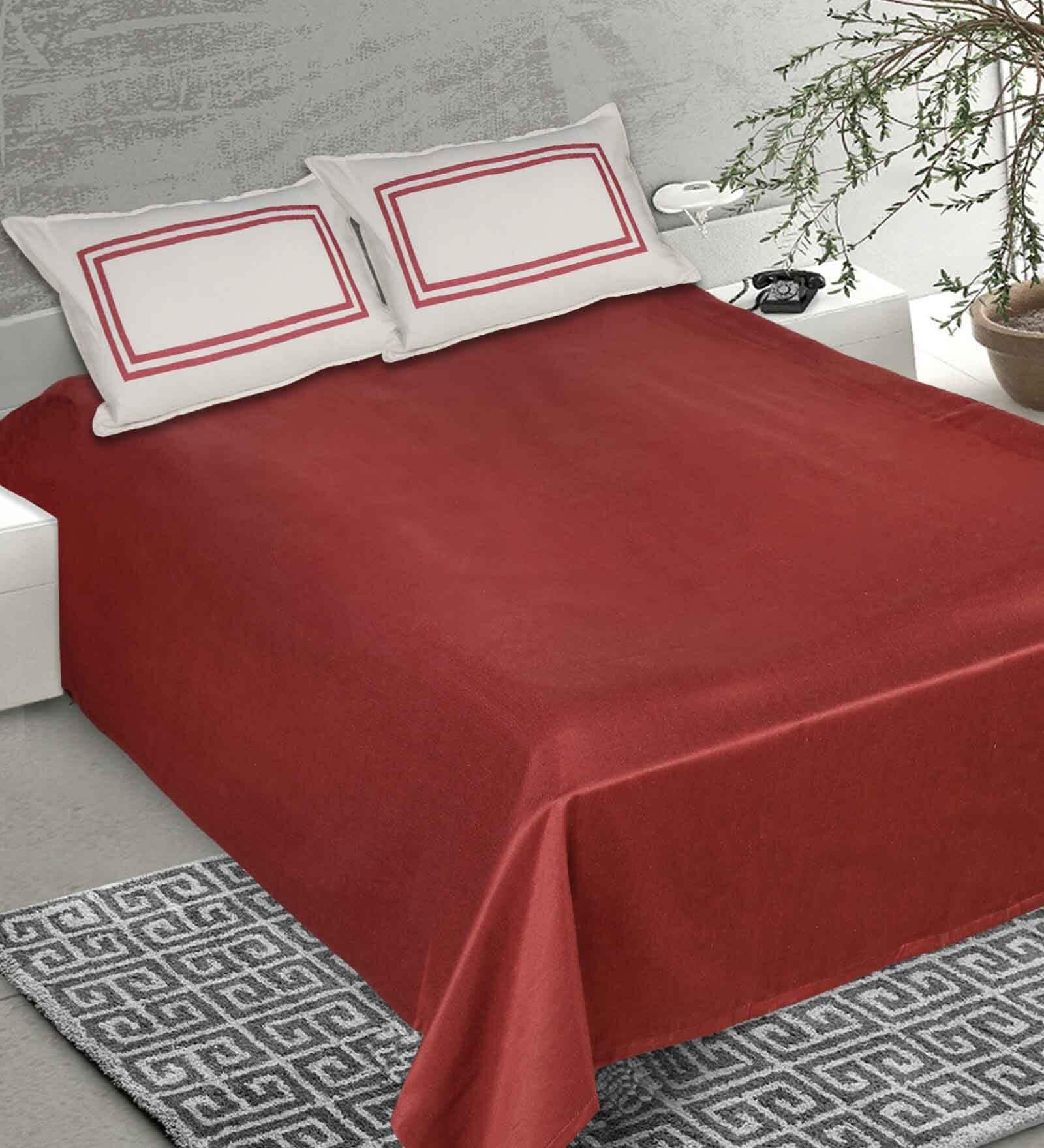 Buy Rust Solid 144 TC 100% Cotton King Sized Bed Sheets with 2 Pillow ...