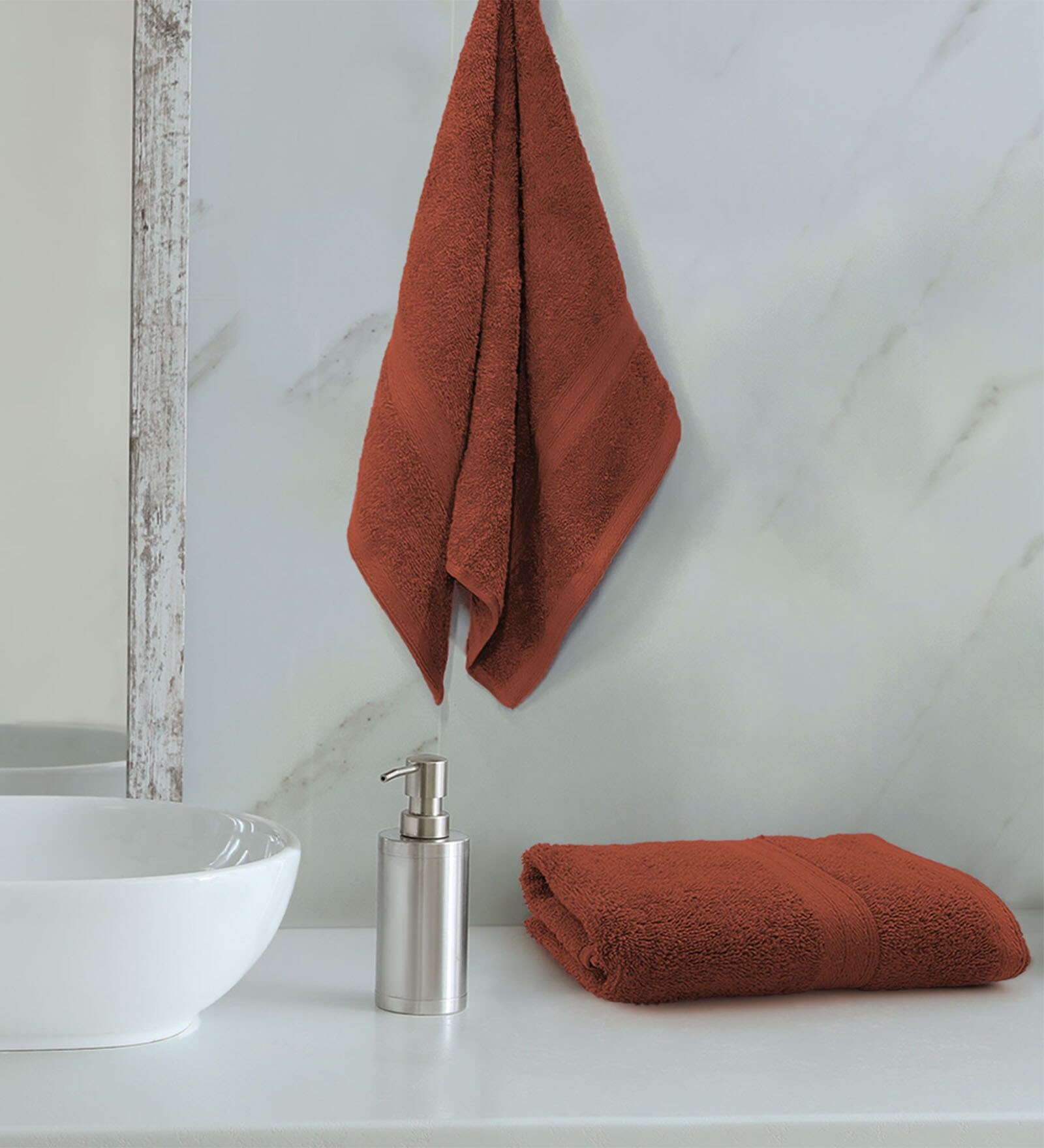 Buy Rust Solid Cotton 500 GSM Hand Towel Set of 2 By Sassoon Fab at 47% ...