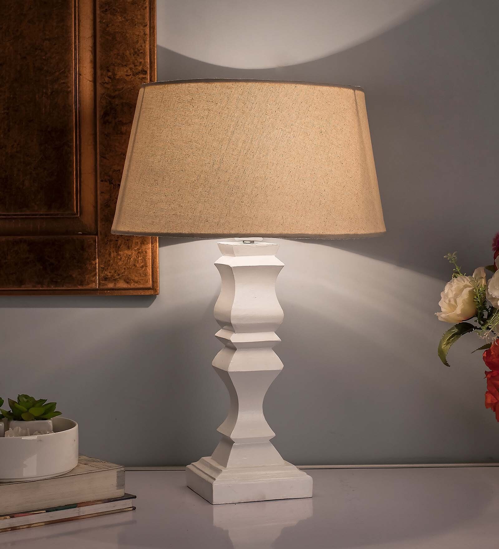 Buy Rustic Algae French Trophy Carved Table lamp with Black Shade at 69 ...