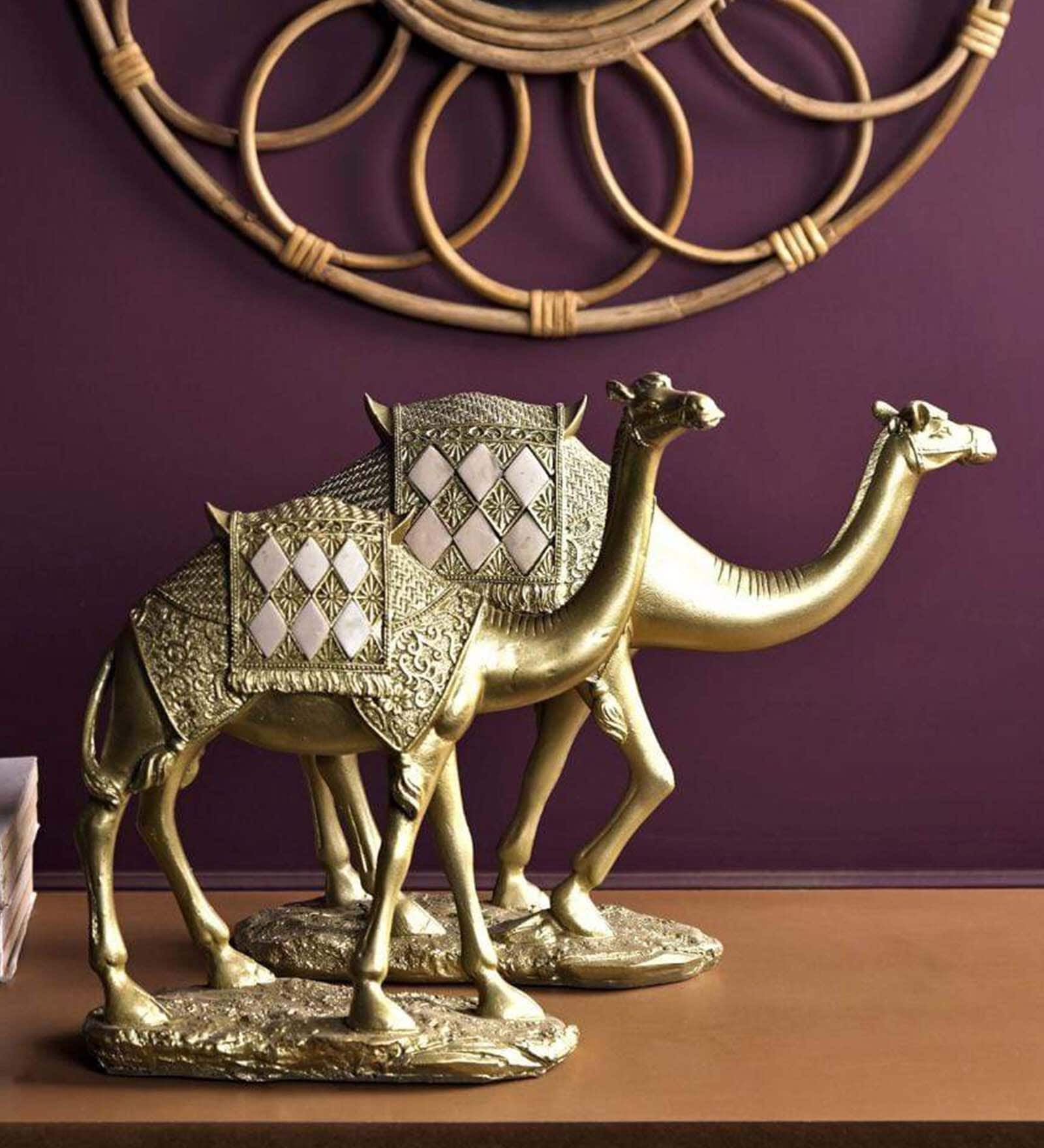 Buy Rustic Golden Camel (Set of 2) Resin Animal Figurine by The Artment ...