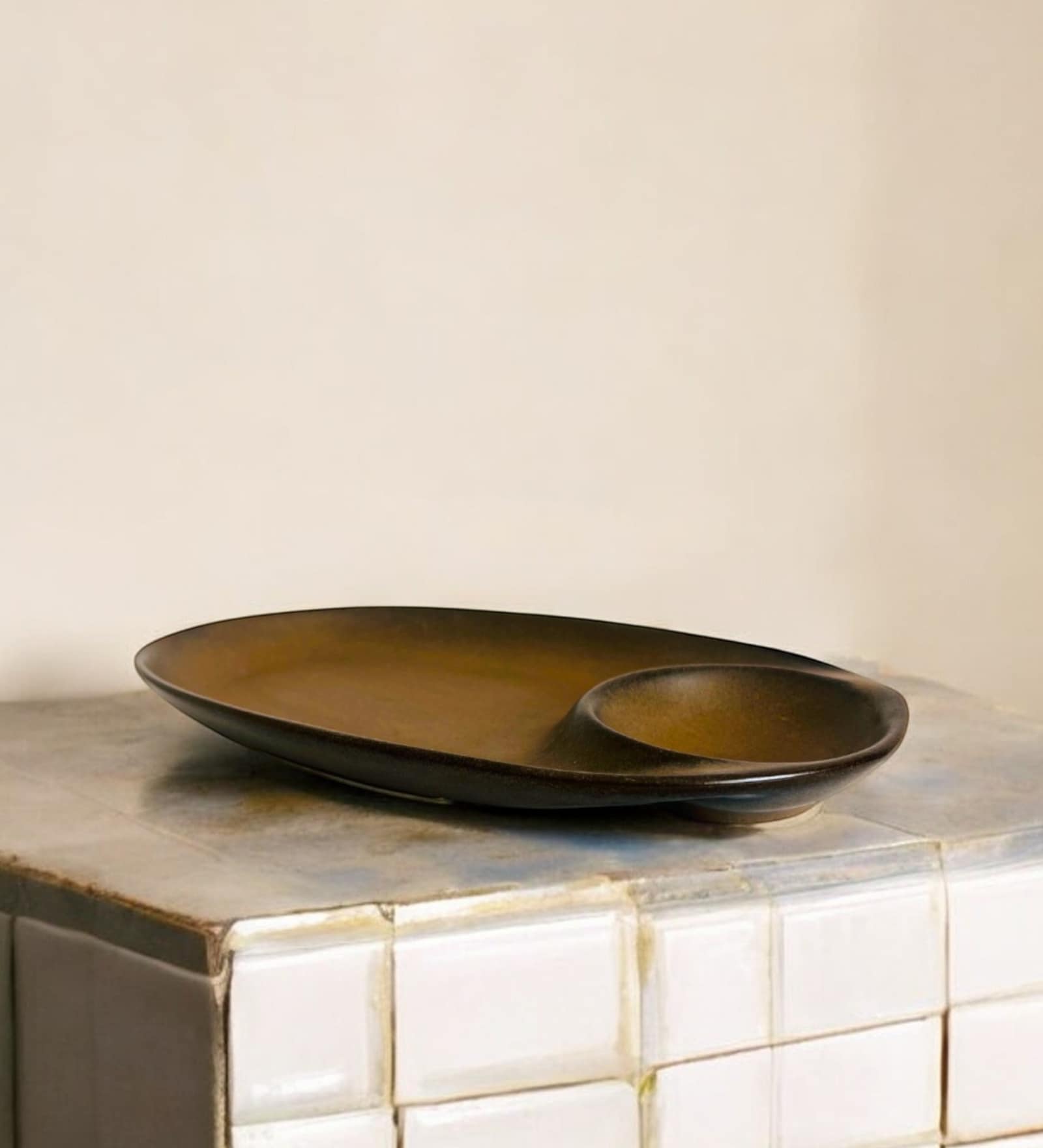 Buy Rustic Stone | Handcrafted Ceramic Nibbles & Dips Platter - Stylish ...