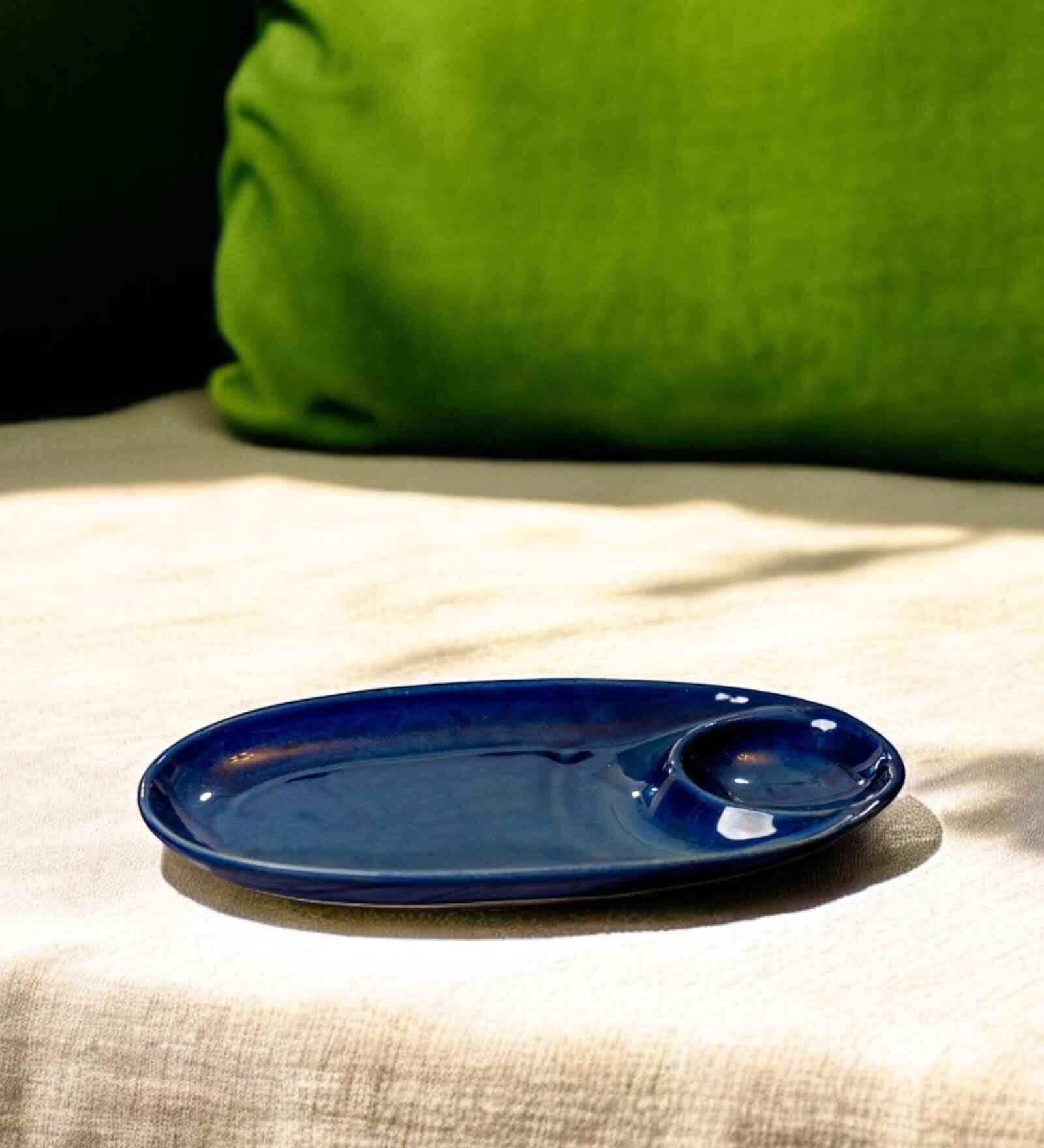 Buy Rustic Stone | Handcrafted Ceramic Nibbles & Dips Platter - Stylish ...